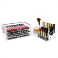 China Transparent Acrylic 3-Layer Makeup Storage Box with Desktop Display for Top Makeup Skin Care Cosmetics and Magnetic Card Use for sale