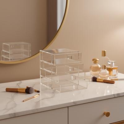 China Custom Eco-Friendly Acrylic Storage Box Lipstick Dresser Cosmetics Organized Makeup Organization Desk Bedroom School Dustproof for sale