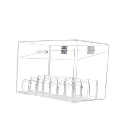 China Clear Acrylic Makeup Storage Case with Flip Lid Multifunctional Desktop Organizer for Lipstick Nail Polish & Makeup Brushes for sale