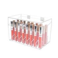 China Clear Acrylic Makeup Storage Case with Flip Lid Multifunctional Desktop Organizer for Lipstick Nail Polish & Makeup Brushes for sale