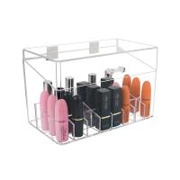 China Clear Acrylic Makeup Storage Case with Flip Lid Multifunctional Desktop Organizer for Lipstick Nail Polish & Makeup Brushes for sale