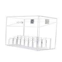 China Clear Acrylic Makeup Storage Case with Flip Lid Multifunctional Desktop Organizer for Lipstick Nail Polish & Makeup Brushes for sale