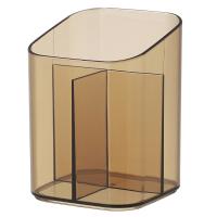 China Simple Makeup Pen Storage Box Desktop Acrylic Transparent Brown Eyebrow Pencil Makeup Brush Lipstick Storage Bucket for sale