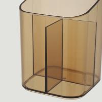 China Simple Makeup Pen Storage Box Desktop Acrylic Transparent Brown Eyebrow Pencil Makeup Brush Lipstick Storage Bucket for sale