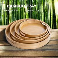 China Home and Travel Use Rattan Storage Bamboo Tray Round Basket with Handle for sale