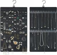 China Felt Earrings Storage Wall Hanging Bag 360 Rotary Hook Jewelry Bag Hand Necklace Hanging Double Sided Display Stand for sale