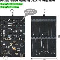 China Felt Earrings Storage Wall Hanging Bag 360 Rotary Hook Jewelry Bag Hand Necklace Hanging Double Sided Display Stand for sale
