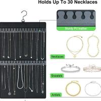 China Felt Earrings Storage Wall Hanging Bag 360 Rotary Hook Jewelry Bag Hand Necklace Hanging Double Sided Display Stand for sale