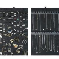 China Felt Earrings Storage Wall Hanging Bag 360 Rotary Hook Jewelry Bag Hand Necklace Hanging Double Sided Display Stand for sale