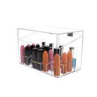China Wholesale Transparent Acrylic Makeup Storage Case Lipstick Makeup Brushes Desktop Organizer with Flip Lid for sale