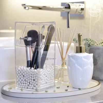 China Factory Custom Transparent Dustproof Cosmetic Acrylic Makeup Brush Storage Case Makeup Brush Organizer for sale