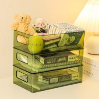 China PET Desktop Cosmetics Storage Box Acrylic Dresser Skin Care Sundries End Table Snack Storage Basket for sale