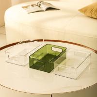 China PET Desktop Cosmetics Storage Box Acrylic Dresser Skin Care Sundries End Table Snack Storage Basket for sale