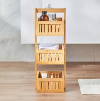 China Bamboo Three-storey Bedroom Bathroom Storage Shelf Bedroom Kitchen Storage Shelf Bathroom Floor Multi-storey Storage for sale