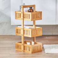 China Bamboo Three-storey Bedroom Bathroom Storage Shelf Bedroom Kitchen Storage Shelf Bathroom Floor Multi-storey Storage for sale