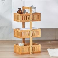 China Bamboo Three-storey Bedroom Bathroom Storage Shelf Bedroom Kitchen Storage Shelf Bathroom Floor Multi-storey Storage for sale