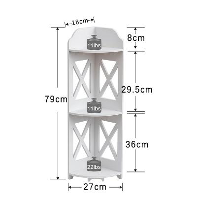 China Living Room Storage Corner Shelf Flower Shelf Bathroom Bathroom Bedroom Bedside Triangle Storage Floor Shelf for sale