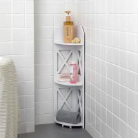 China Living Room Storage Corner Shelf Flower Shelf Bathroom Bathroom Bedroom Bedside Triangle Storage Floor Shelf for sale