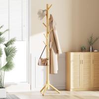 China Household Simple Coat and Hat Rack Living Room Bedroom Floor Shelf Solid Wood Multi-functional Coat and Hat Rack for sale