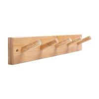 China Customized 5-Pegs Bamboo Wall Mounted Coat Rack Single-Tier Entryway Hat and Bathroom Kitchen Towel Hangers for Wall for sale