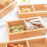 China Manufacturer's Creative Bamboo Nine Grids Food Storage Box Rectangle Household Dried Fruit Snack Organizer Kitchen Tabletop Use for sale