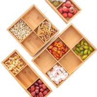 China Manufacturer's Creative Bamboo Nine Grids Food Storage Box Rectangle Household Dried Fruit Snack Organizer Kitchen Tabletop Use for sale
