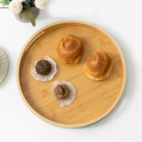 China Custom Round Bamboo Floating Serving Trays Set Polished Wooden Tea & Coffee Tray with Handles Sustainable for sale