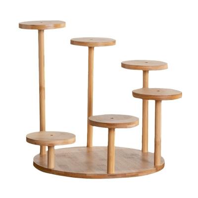 China Solid Bamboo Desktop Flower Rack for Succulents Green Plant Shelf for Balcony Living Room Multi-Tier Bay Window Office Display for sale