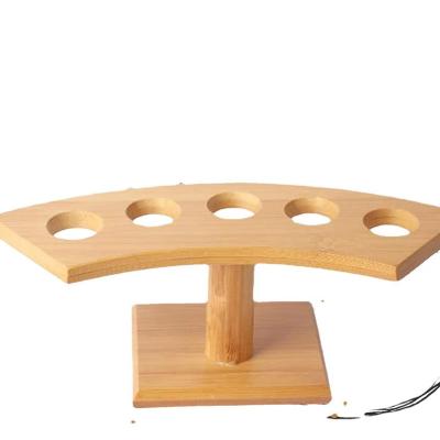 China Solid Wood Bamboo Sushi Stand Double-Tiered Hand Roll Table Display Stand with Sugar Cone Wooden Wholesale Pot Holder for sale