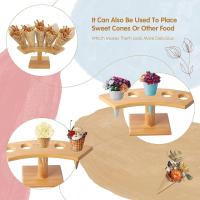 China Solid Wood Bamboo Sushi Stand Double-Tiered Hand Roll Table Display Stand with Sugar Cone Wooden Wholesale Pot Holder for sale