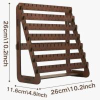China Wooden Earrings Storage Display Rack Wooden Stud Earrings Jewelry Hooks Ladder Table Storage Display Stand for sale