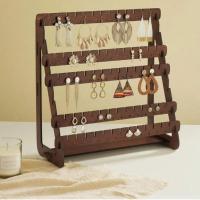 China Wooden Earrings Storage Display Rack Wooden Stud Earrings Jewelry Hooks Ladder Table Storage Display Stand for sale