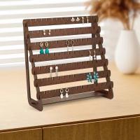 China Wooden Earrings Storage Display Rack Wooden Stud Earrings Jewelry Hooks Ladder Table Storage Display Stand for sale