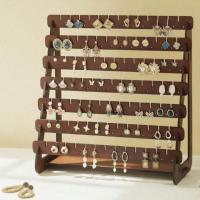 China Wooden Earrings Storage Display Rack Wooden Stud Earrings Jewelry Hooks Ladder Table Storage Display Stand for sale