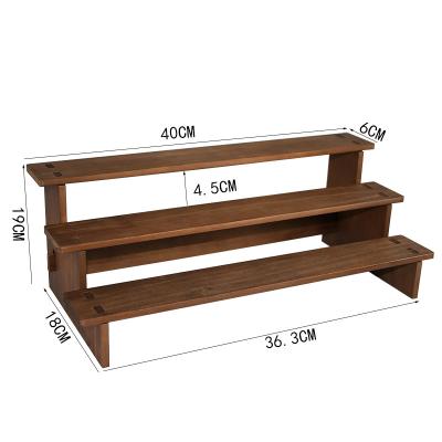 China Factory Wholesale Custom 3 Tiers Bamboo Wood Storage Rack Jewelry Display Stall Props for sale