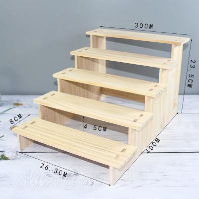 China Solid Wood 2-Tier String Storage Rack Widened Ladder Hairpin Display Rack for Baby Bracelets and Hand Jewelry for sale