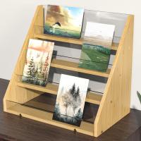 China Multi-Layer Bamboo Acrylic Greeting Card and Postcard Display Rack for Wedding or Birthday Storage Decorative Rack for sale