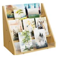 China Multi-Layer Bamboo Acrylic Greeting Card and Postcard Display Rack for Wedding or Birthday Storage Decorative Rack for sale