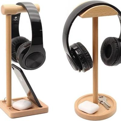 China All Bamboo Headphone Stand Storage Display Rack Hanger Elegant All-Bamboo Product for Headphone Storage and Display for sale