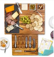 China 2025 Best Selling Pull Out Food Platter with Cheese Knife OEM Solid Wood Milk Boss Vegetable Chopping Board Series for sale