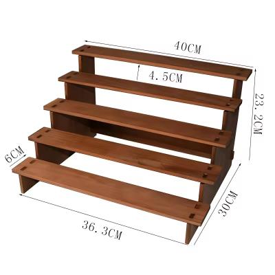 China 5-Tier Bamboo Jewelry Display Stand Natural Wooden Ladder Organizer for Hairpins Bracelets Earrings Storage for sale