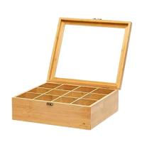 China Wholesale Transparent Acrylic Window Wooden Organizer Compartment Packaging Storage Boxes Bin for Tea Coffee Storage for sale