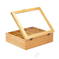 China Wholesale Transparent Acrylic Window Wooden Organizer Compartment Packaging Storage Boxes Bin for Tea Coffee Storage for sale
