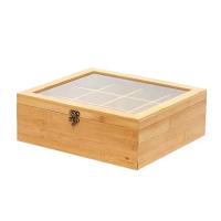 China Wholesale Transparent Acrylic Window Wooden Organizer Compartment Packaging Storage Boxes Bin for Tea Coffee Storage for sale
