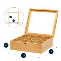 China Wholesale Transparent Acrylic Window Wooden Organizer Compartment Packaging Storage Boxes Bin for Tea Coffee Storage for sale