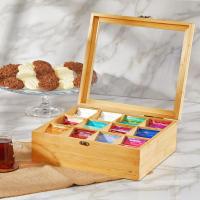 China Wholesale Transparent Acrylic Window Wooden Organizer Compartment Packaging Storage Boxes Bin for Tea Coffee Storage for sale