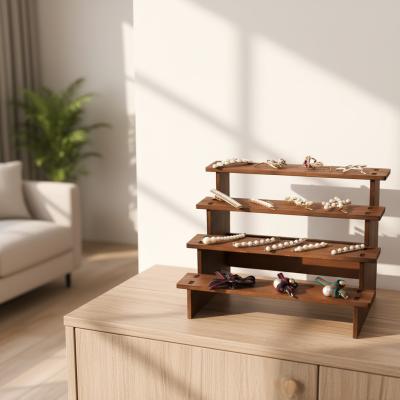 China Wholesale Jewelry Display Tray Earrings Rings Display Holder Solid Wood Display Rack for sale