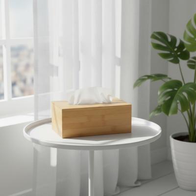 China Solid Wood Bamboo Household Tissue Box Wooden Toilet Paper Storage Cover for Kitchen & Bathroom Home Use Living Room Aesthetics for sale