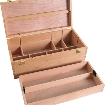 China Strong High Quality Simple Clam Shell Makeup Box  Wood Jewelry Storage Box with Metal Buckle for sale