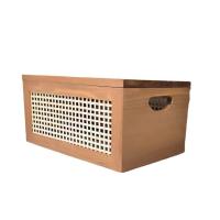 China Vintage Solid Wood Desktop Storage Box Rectangle Rattan Storage Basket for Sundries Toys Books Family Cover for sale